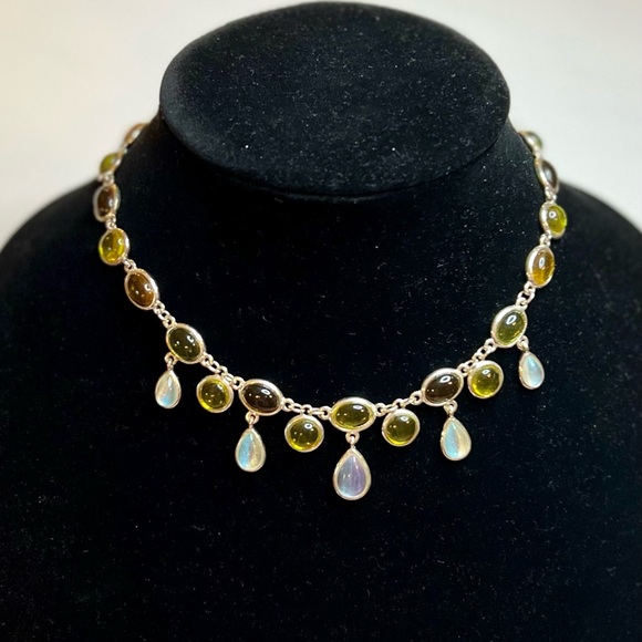 Jewelry | Vintage Green Yellow Silver Iridescent Clear Glass Beaded ...